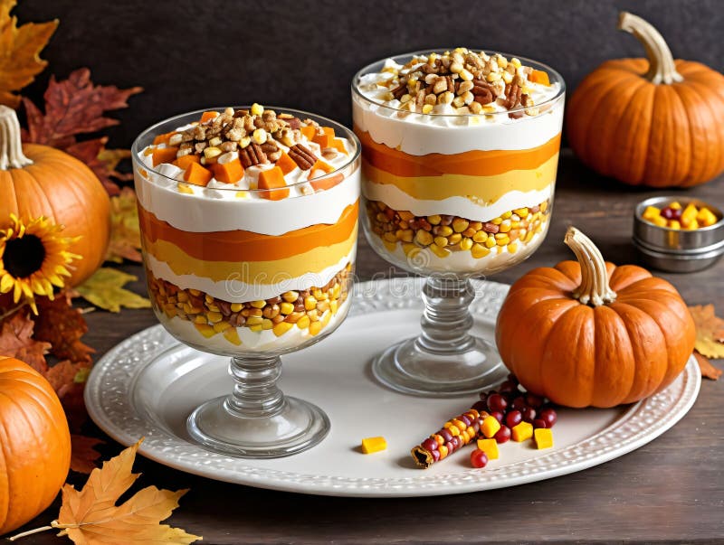 Two Desserts with Candy Corn and Candy Corn. Generative AI Stock ...