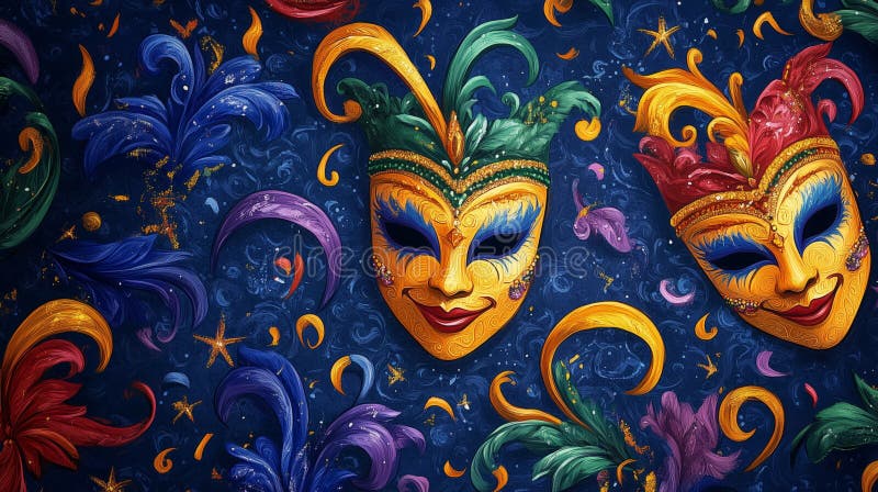 Two Detailed Masks with Vibrant Patterns Stock Image - Image of ...