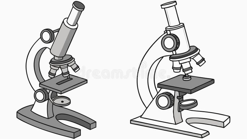 Two Detailed Microscope Illustrations for Science and Research, Vector Design Generative AI ...
