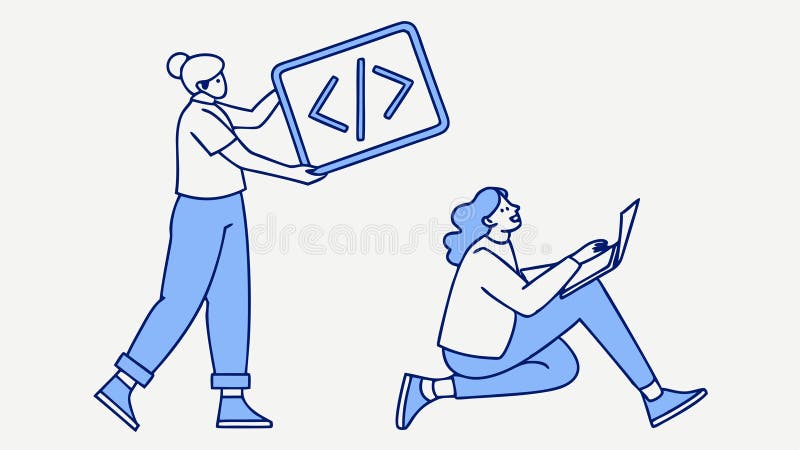 Developers Collaborating, Coding and Cloud Computing, Vector Design Generative AI Stock Vector ...