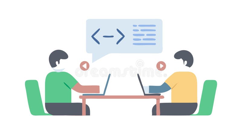 Two Developers Pair Programming on Laptops Vector Concept, Vector Design Generative AI Stock ...