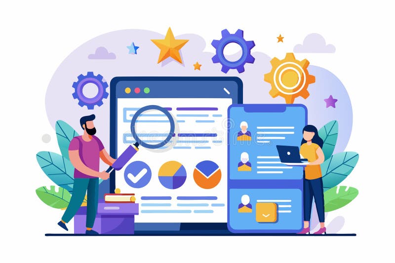 Two Developers Work on Code Review and Collaboration on a Computer and ...