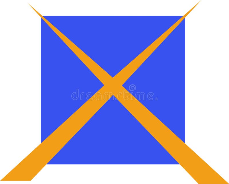 Two Diagonal Slashes Forming a Cross Over a Square for Use a Logo Stock ...