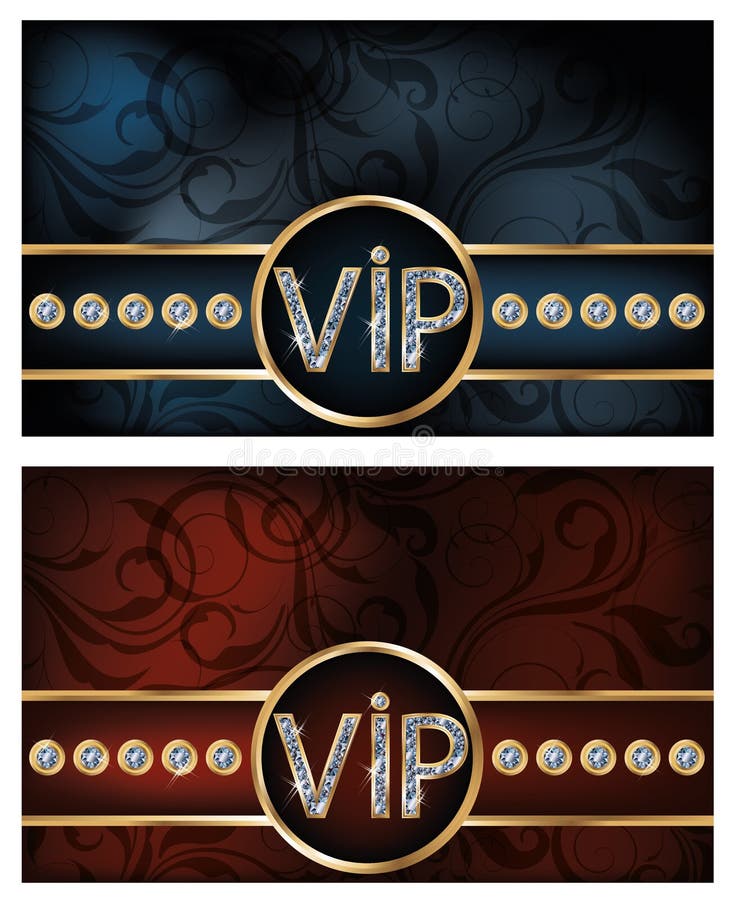 Two diamond VIP card stock vector. Illustration of important - 44904043