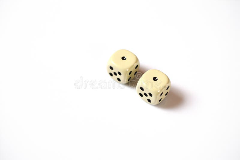 Two Dice Double Number One on a White Background. Gambling Abstraction ...