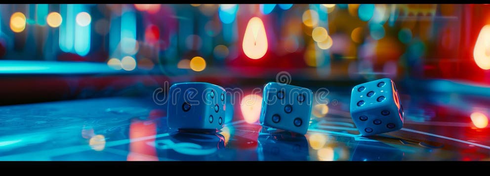 Two Dice on a Table with Lights in the Background Stock Image - Image ...
