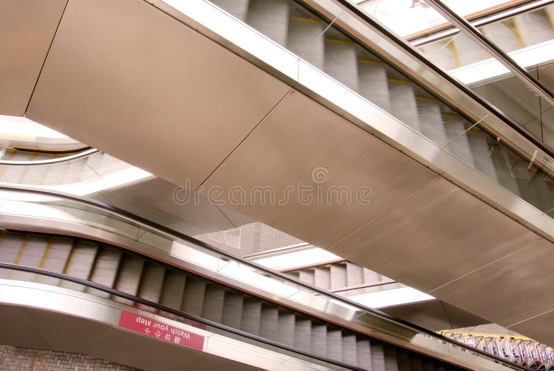 Two Difference Ways Escalators in Modern Building Stock Image - Image ...