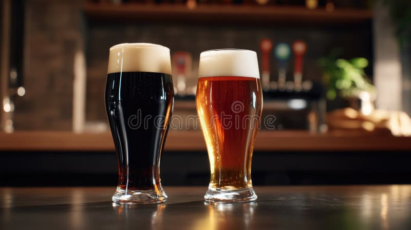 Two Different Beers on a Table Stock Photo - Image of conversation ...