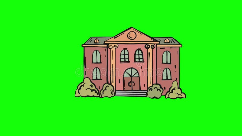 Two Different Buildings Comparison Looped Cartoon Animation Isolated on ...