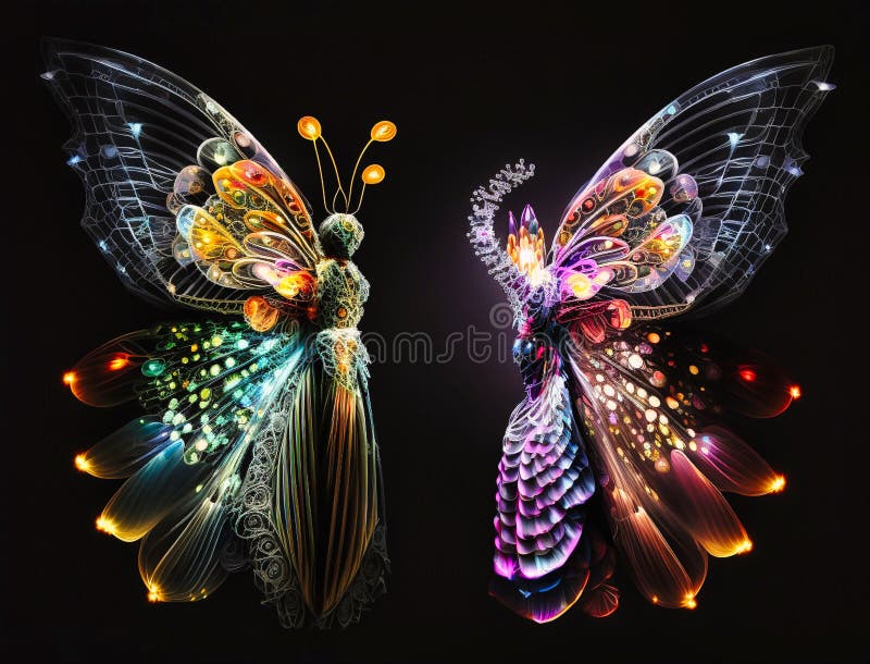 Two Different Butterfly Wings Consisting of Bright Colors, Generative ...