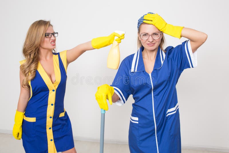 Two Different Cleaners Compete. Poor Staff Stock Image - Image of ...