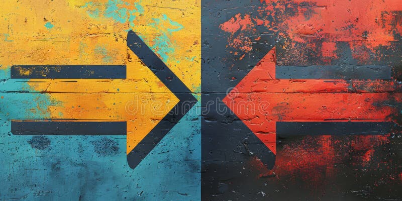 Two Different Colored Arrows Painted on a Brick Wall. Generative AI ...