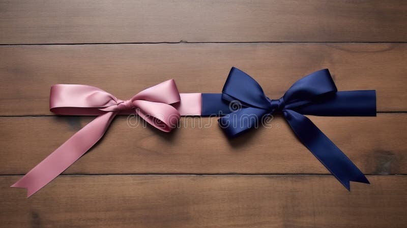 Two Different Colored Bows on a Wooden Surface with a Wooden Background ...