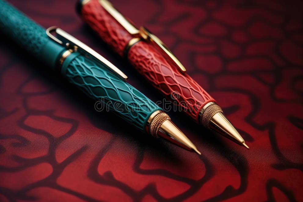 Two Different Colored Pens on a Contract Stock Image - Image of legal ...