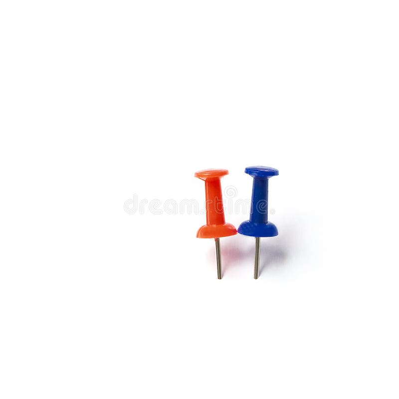 Two Different Colorful Push Pins Isolated on White Stock Photo - Image ...