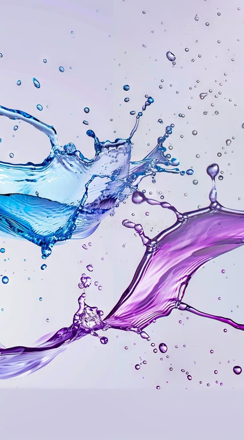 Two Different Colors of Water Splashes on a White Background Stock ...