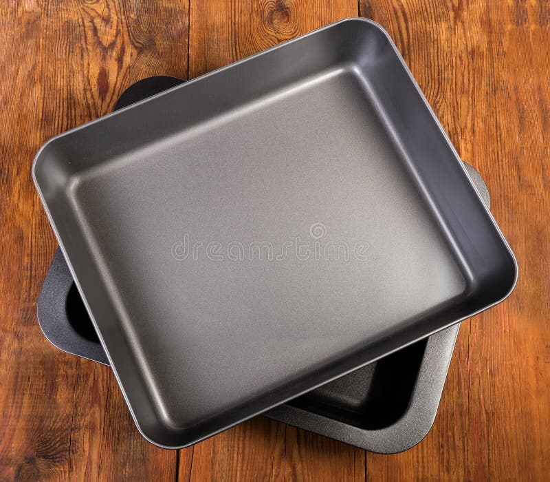 Top View of Two Different Empty Rectangular Nonstick Oven Trays Stock ...