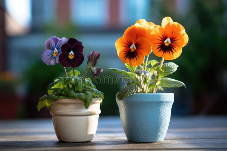 Two Different Flowers Growing from the Same Pot Stock Image - Image of ...