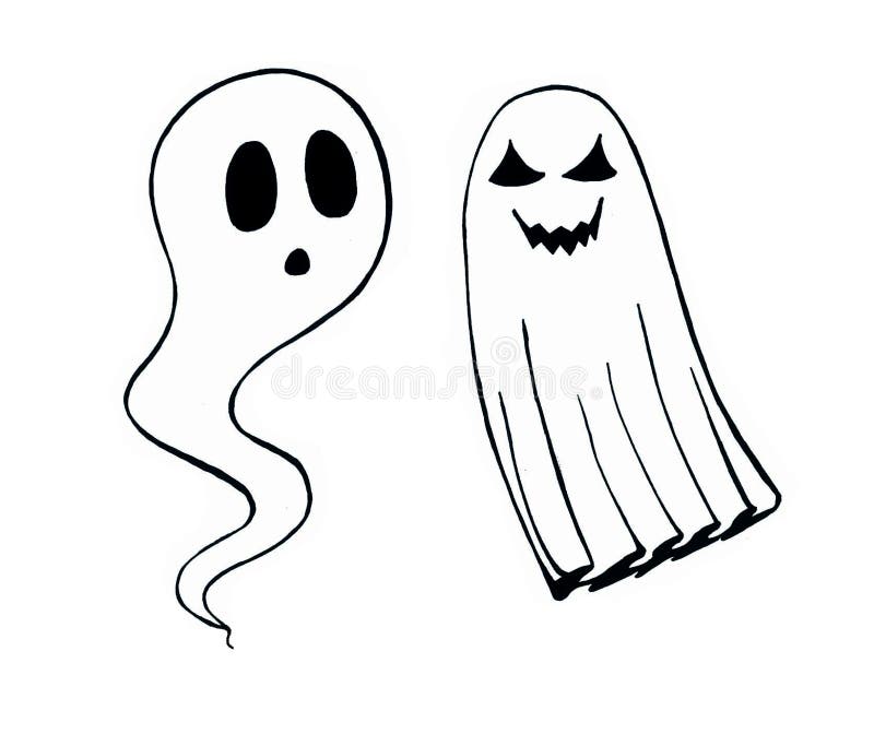 Two Different Ghosts are Drawn with a Black Line on a White Background ...