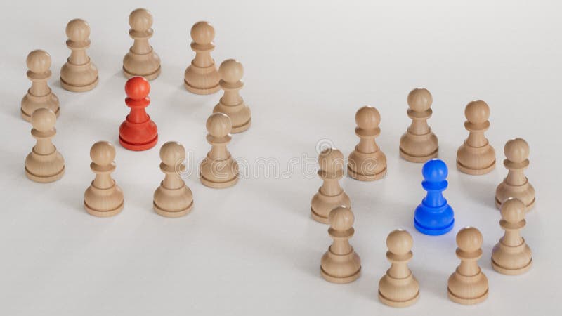 Two Different Groups of White People Stand Around the Blue and Red ...