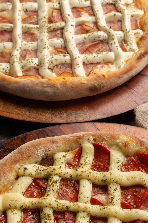 Two Different Kind of Pizzas. Stock Image - Image of three, vegetable ...