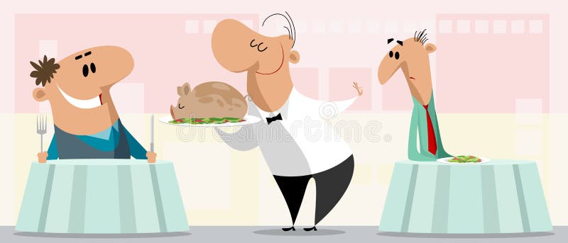 Two Different Men in Restaurant Stock Vector - Illustration of cafe ...