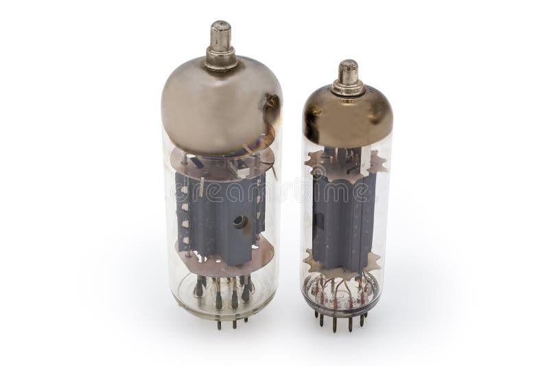 Two Different Old Electronic Vacuum Tubes on a White Background Stock ...