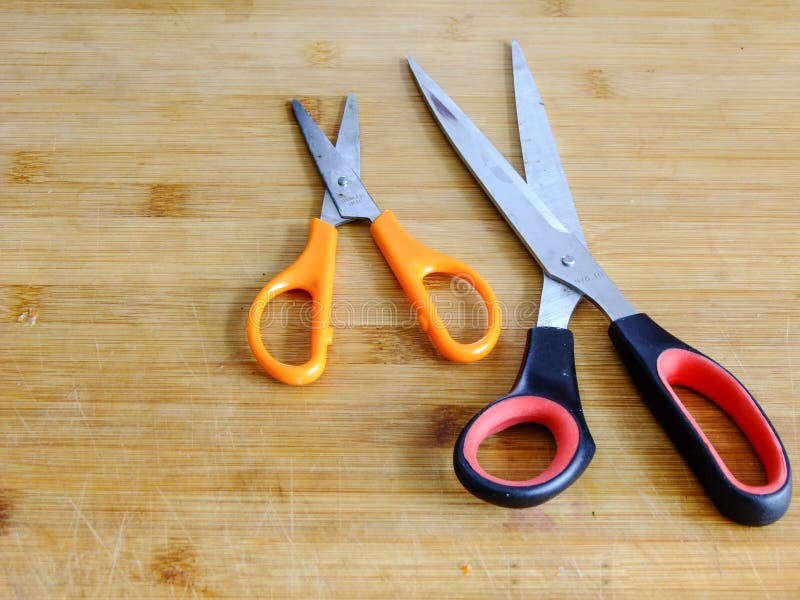 Two Different Scissors on Table Stock Image - Image of cutting, small ...