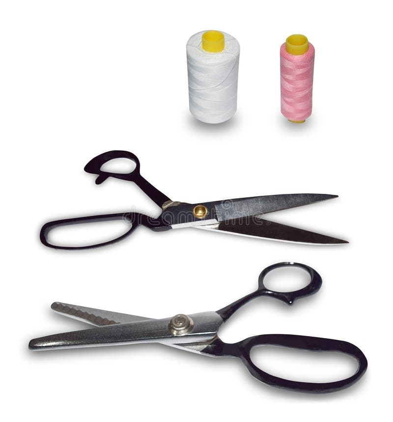Two Different Scissors and Thread Stock Photo - Image of close ...