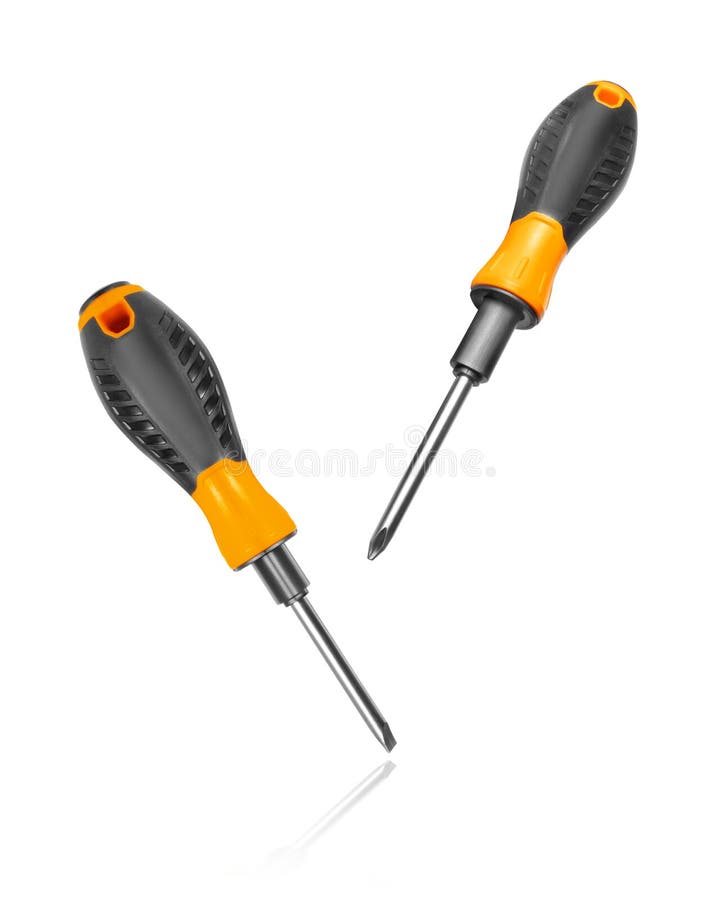 Two Different Screwdrivers Closeup Isolated on White Background Stock ...