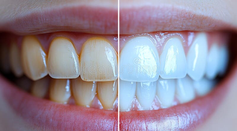 Two Different Sets of Teeth, One with a Yellowish Tint Stock Photo ...