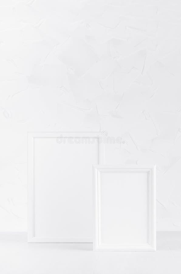 Two Different Size White Wood Blank Rectangle Photo Frames in Soft ...