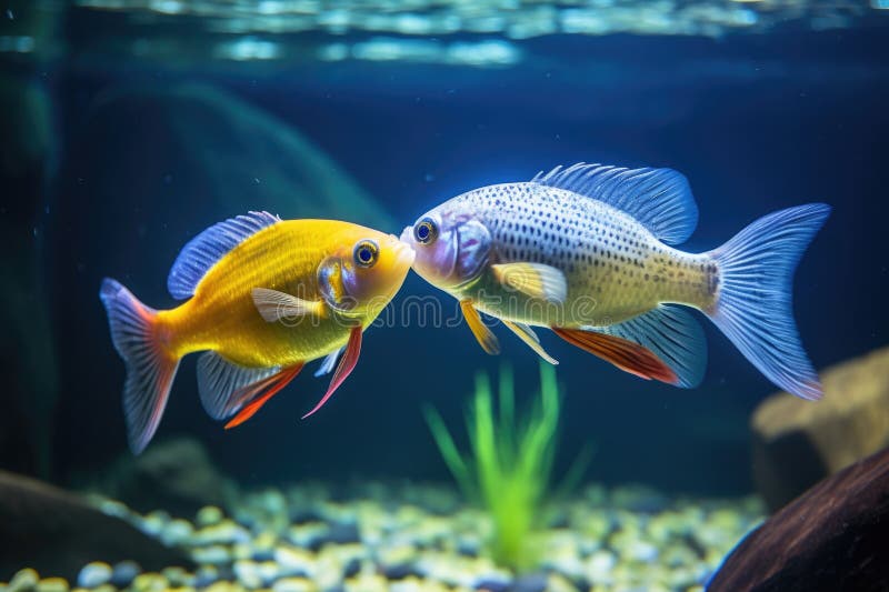 Two Different Species of Fish Swimming in the Same Aquarium Stock ...