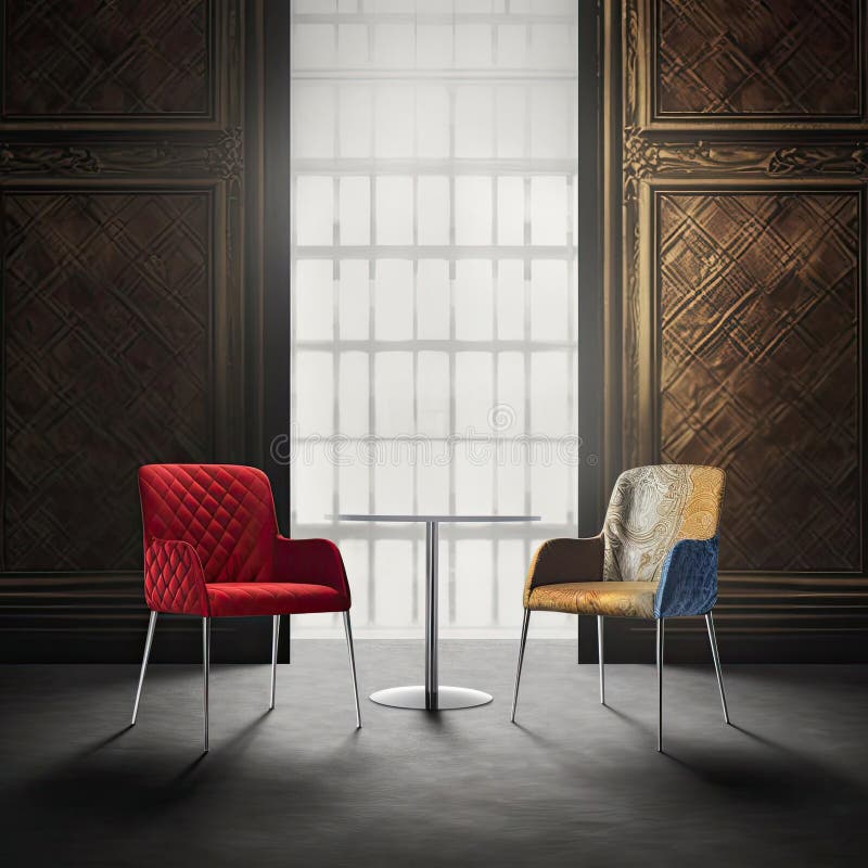 Two Different Styles of Chairs Paired Together Stock Illustration ...