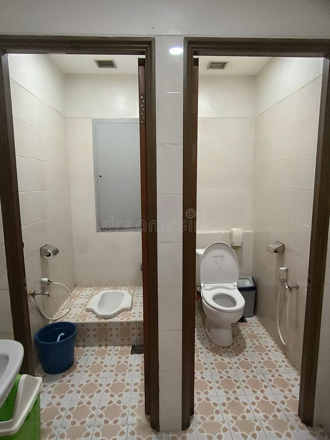 Two Different Toilets Somewhere Office Stock Image - Image of toilets ...