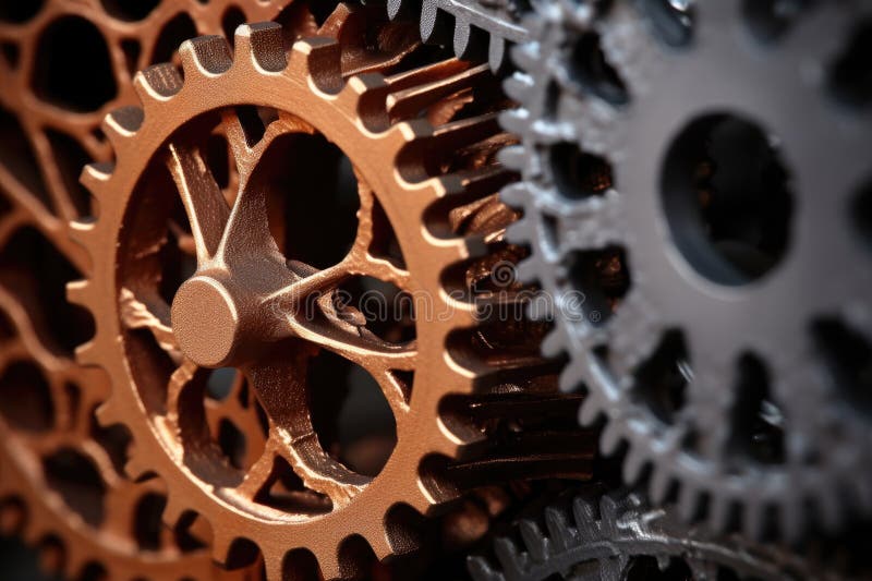 Two Differently Shaped Gears Meshing Together Stock Image - Image of ...