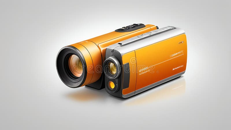 Two Digital Cameras in Orange on Light Background Stock Illustration ...