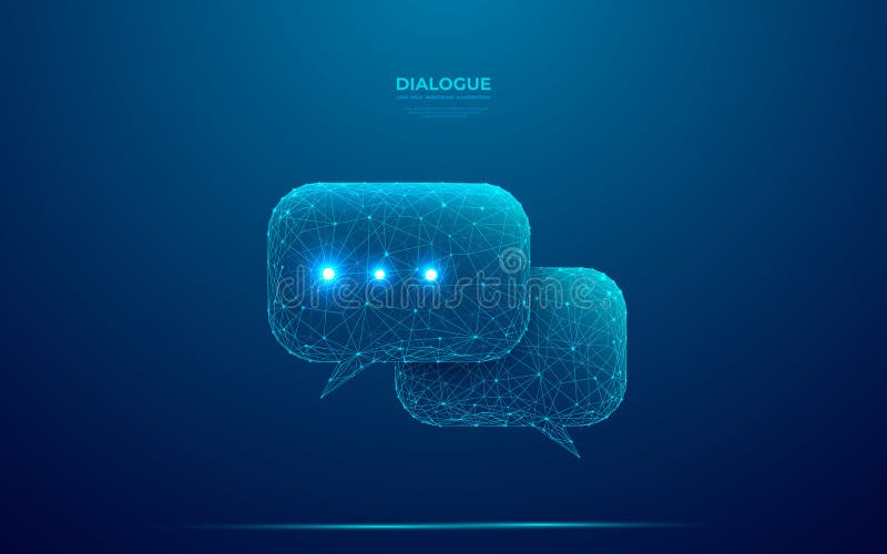 Two Digital Dialogue Bubbles in Futuristic Low Poly Wireframe Style ...