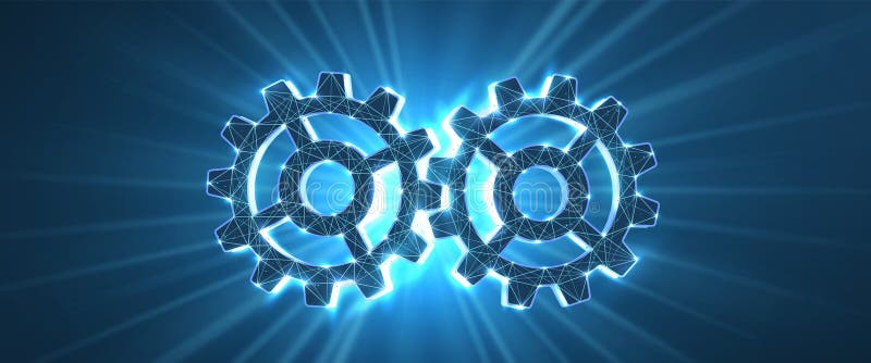 Two Digital Gears. Synergy Partnership, Industry Teamwork, Team ...