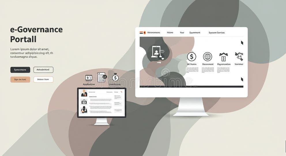 Two Digital Screens Display a User Interface Design for an E-governance ...