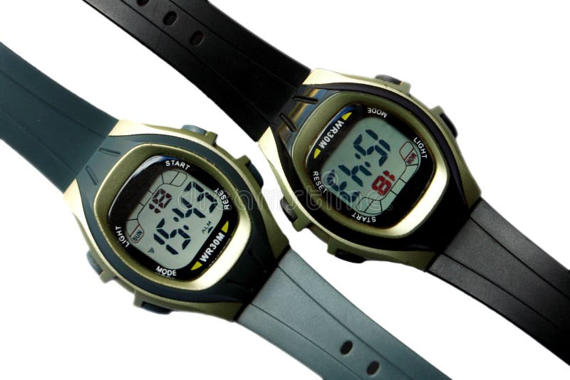 Two digital wristwatches stock image. Image of clock, face - 5334939