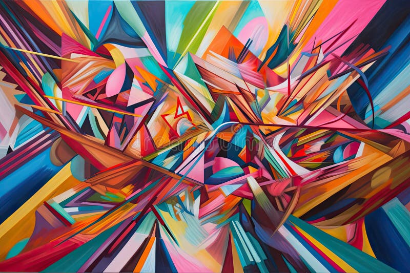 Two-dimensional Work of Art in Motion, with Geometric Shapes and Colors ...