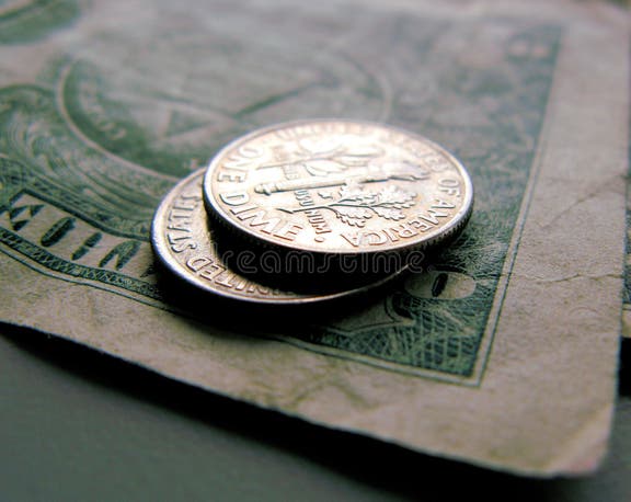 Two dimes on a dollar stock photo. Image of money, tender - 3404362