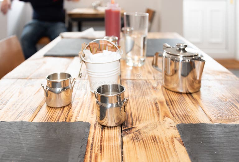 Two Diner Tables Pushed Together for Additional Space Stock Photo ...