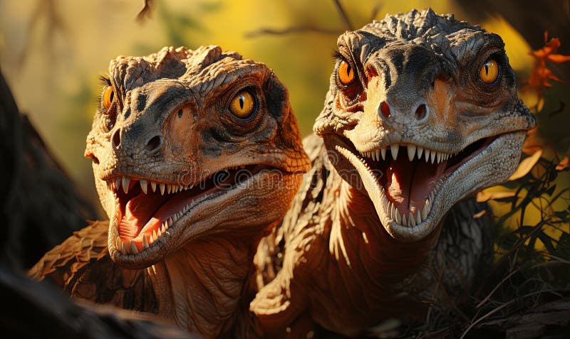 Two Dinosaurs Standing Together Stock Image - Image of exhibit ...