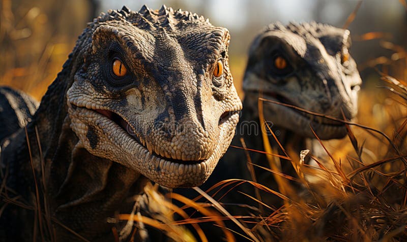 Two Dinosaurs Standing Together Stock Photo - Image of historical ...