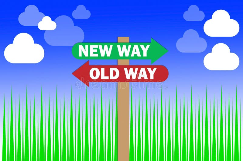 Two Direction Signs New Way Vs Old Way Showing Choices Stock Vector ...
