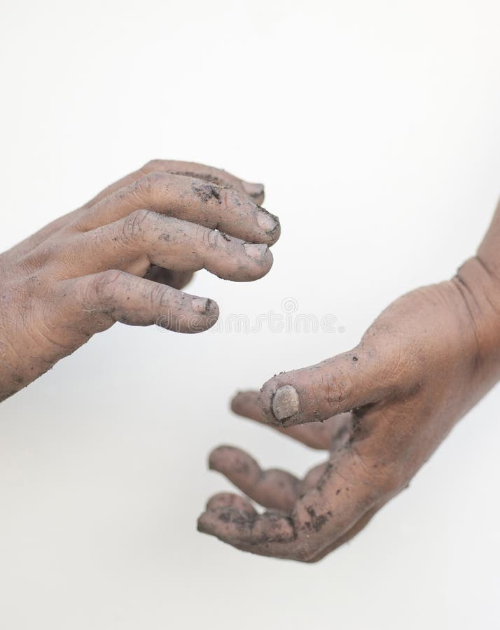 The Two Dirty Hands Showed Signs of Gesture Stock Photo - Image of heal ...