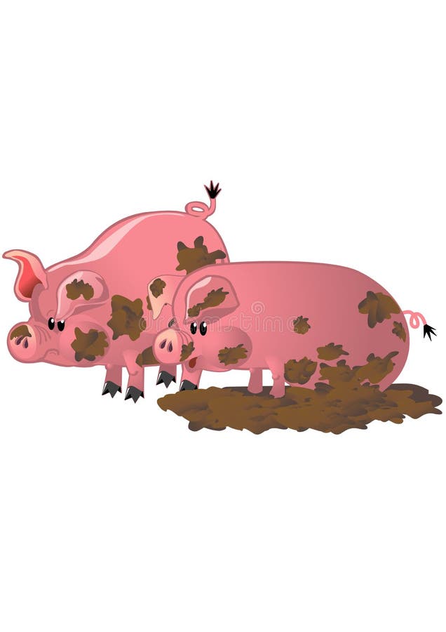 Cartoon Pig in the Mud Smiling Stock Vector - Illustration of comic ...