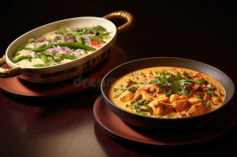 Two Dishes from Different Cuisines Placed Side by Side Stock ...